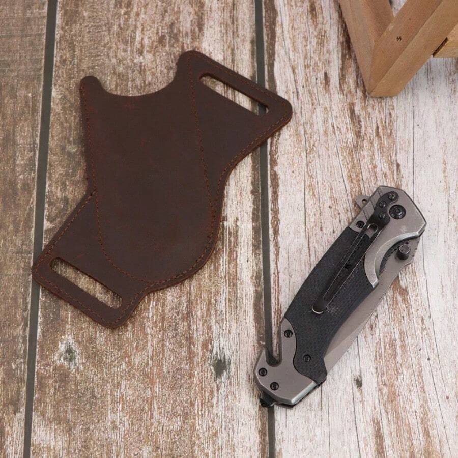Leather Knife Sheath For Belt Pocket Folding Knife Holder Compact Draw ...