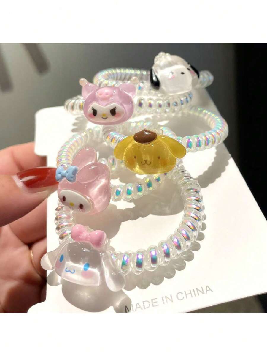 Sanrio [Authorization] 10pcs Cartoon Spiral Hair Loop Cute Telephone ...