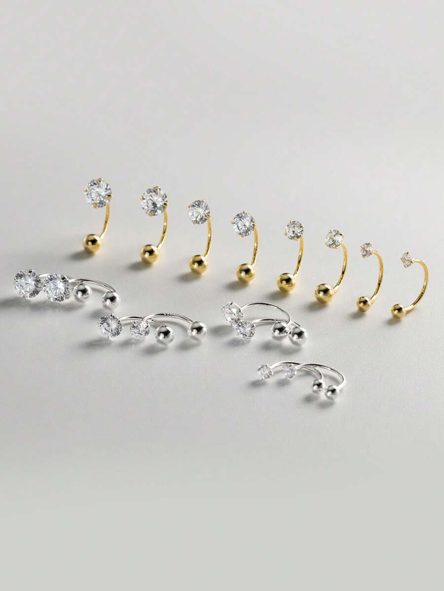 1 Pc S925 Sterling Silver Belly Button Zirconia Belly Button Silver Navel Rings Small Belly ...