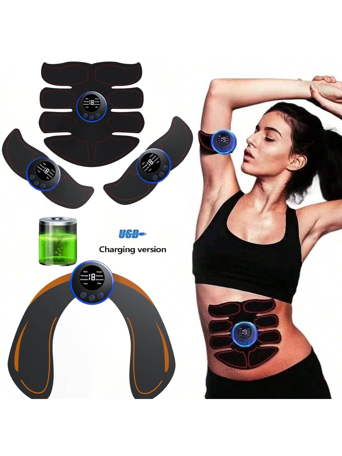 Electric EMS Muscle Stimulator RechargeableWhole Body Massage Relief ...