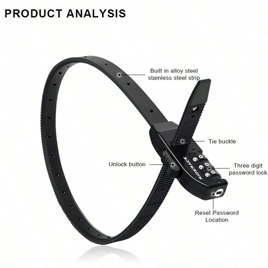 3-Digit Password Helmet Lock Multipurpose Bicycle Lock Zip Tie ...