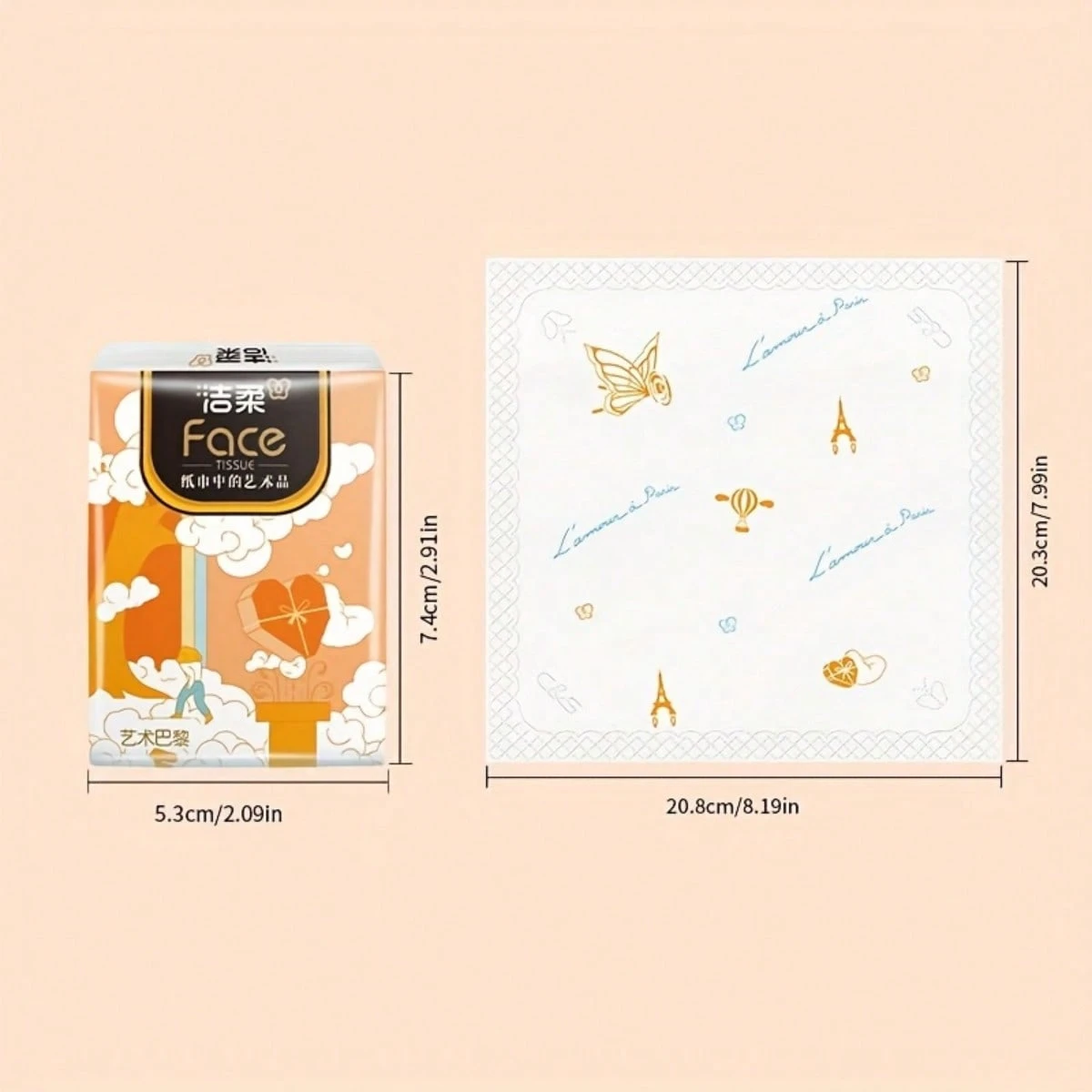 Fazzoletti di carta CS, realizzati al 100% in polpa di legno con ...