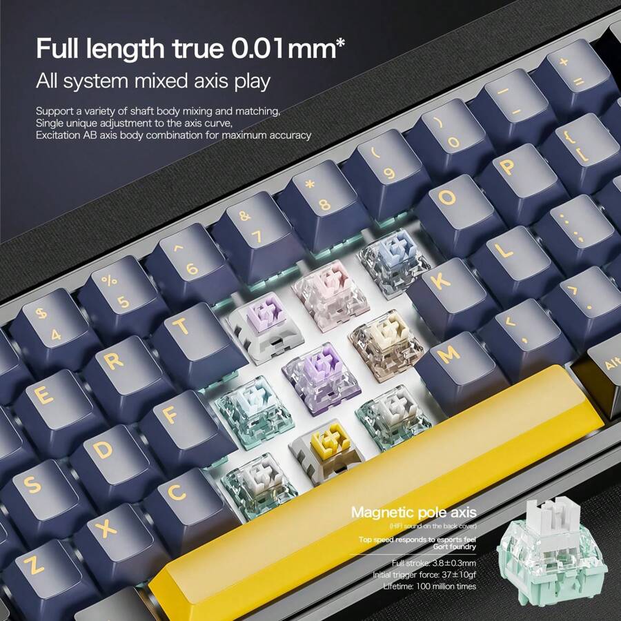 FREEWOLF ATTACK SHARK X65 HE Rapid Trigger Keyboard, 0.01mm RT Accuracy ...