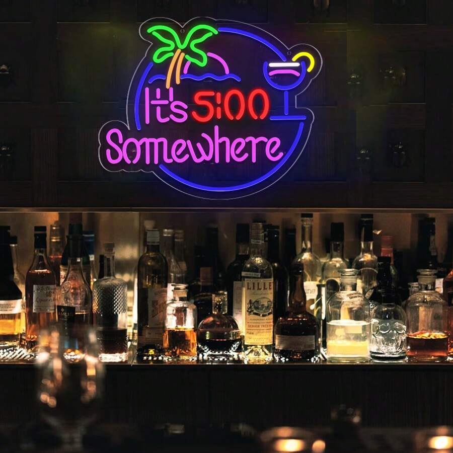 5PM Neon Sign Wall Decor Adjustable LED Man Cave Bar Beer Garage Neon ...