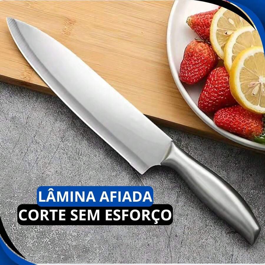 Kit 4 Faca Profissional Afiada 100% Aço Inox Premium Para Cozinha e ...