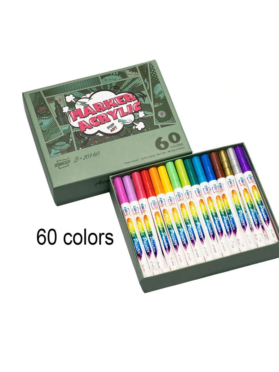 GuangNa 12/24/36/48/60/72/84/96/120 Colors, Acrylic Marker Creative ...