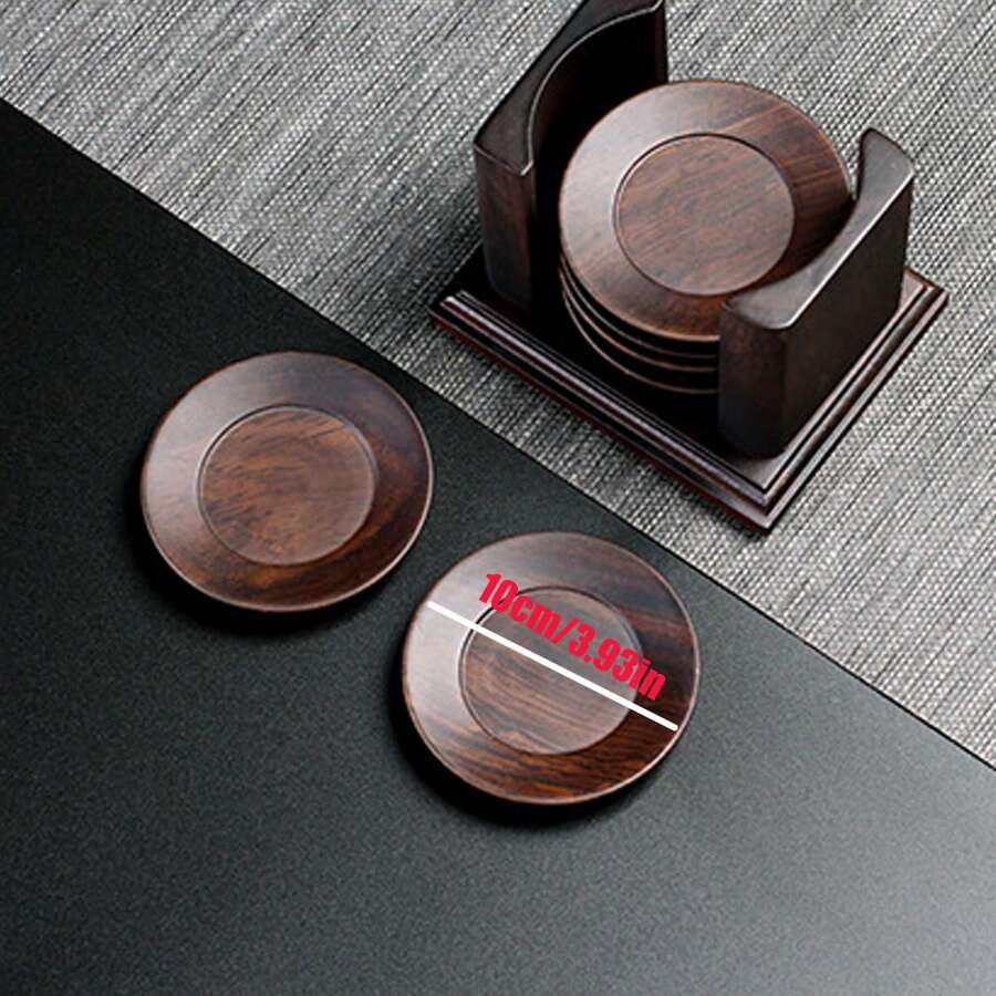 1pc Black Sandalwood Tea Mat, Cup Mat, Tea Cup Holder, Wooden Heat ...