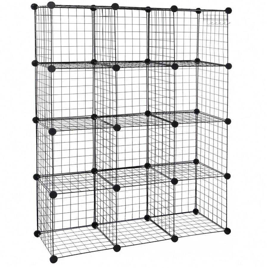 12-Cube Wire Cube Storage Organizer - Modular Bookshelf With Sheing ...