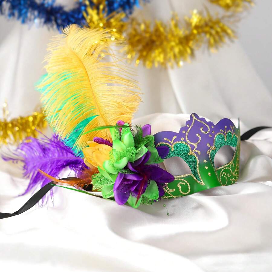 Carnival Feather Mask - 2025 Carnival Masquerade Mask With Feather ...