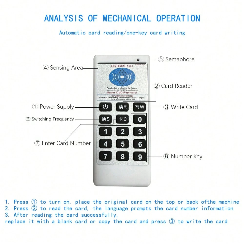 Handheld RFID Duplicator NFC Reader Access Control 125Khz T5577 Writer ...