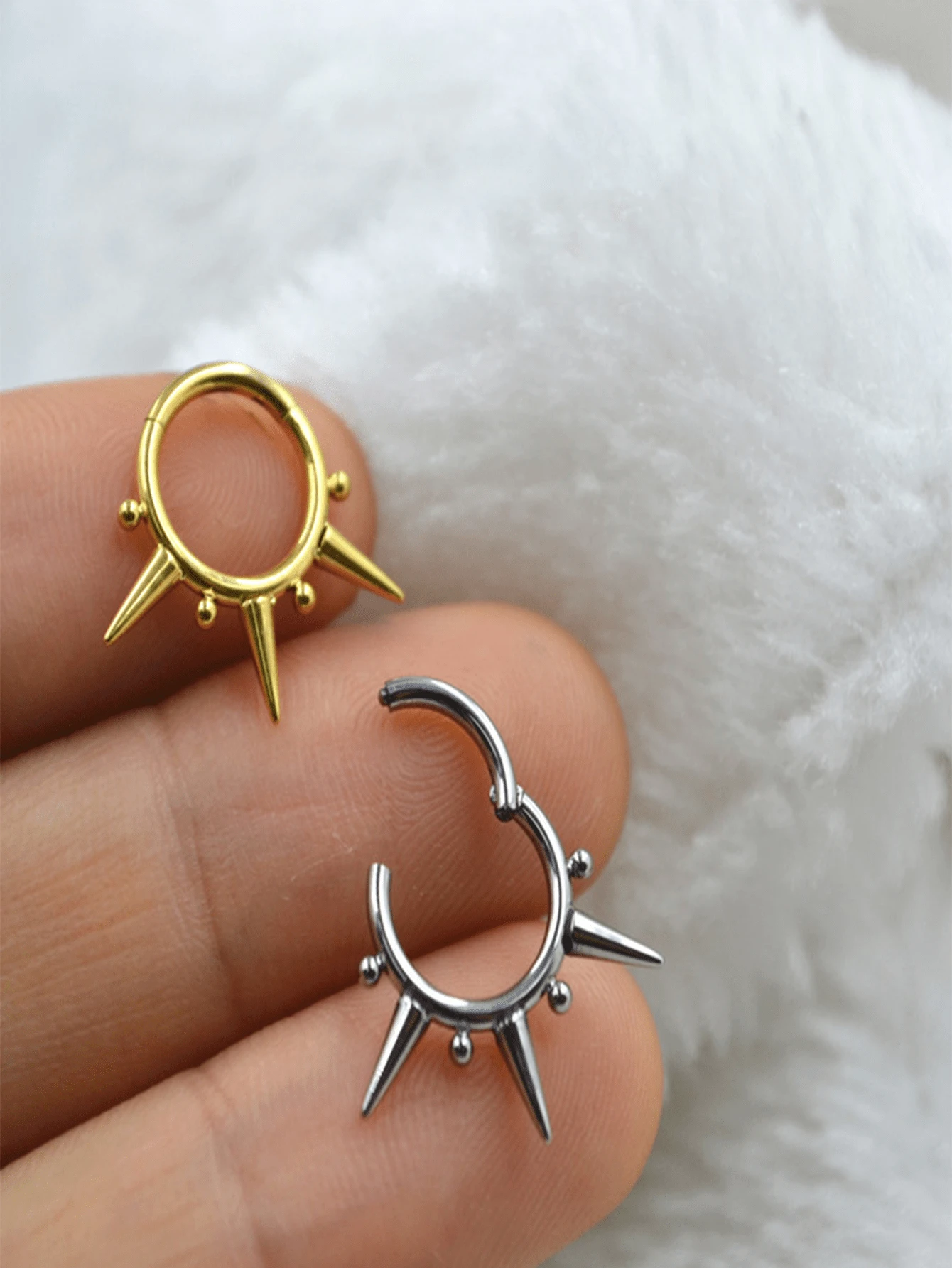 1pc Stainless Steel Punk Tri-Cone Spike-Shaped Septum Nose Ring Hoop ...