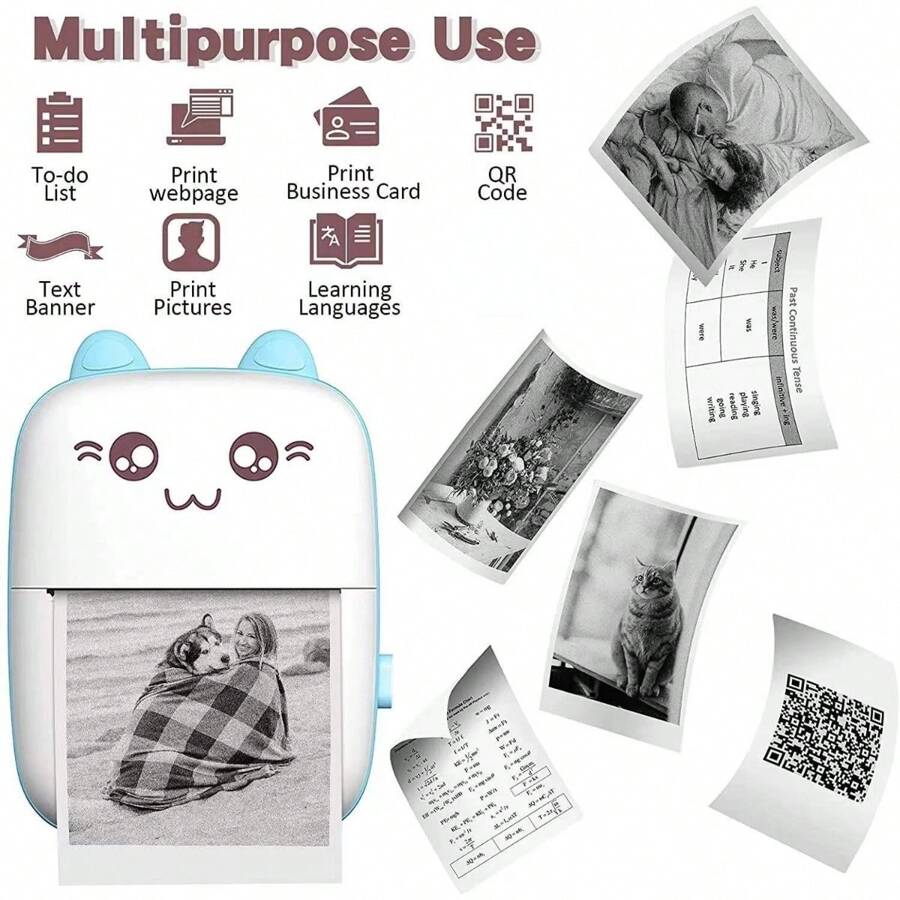 Inkless Sticker Printer For IOS&Android Mini Thermal Printer With Rolls ...