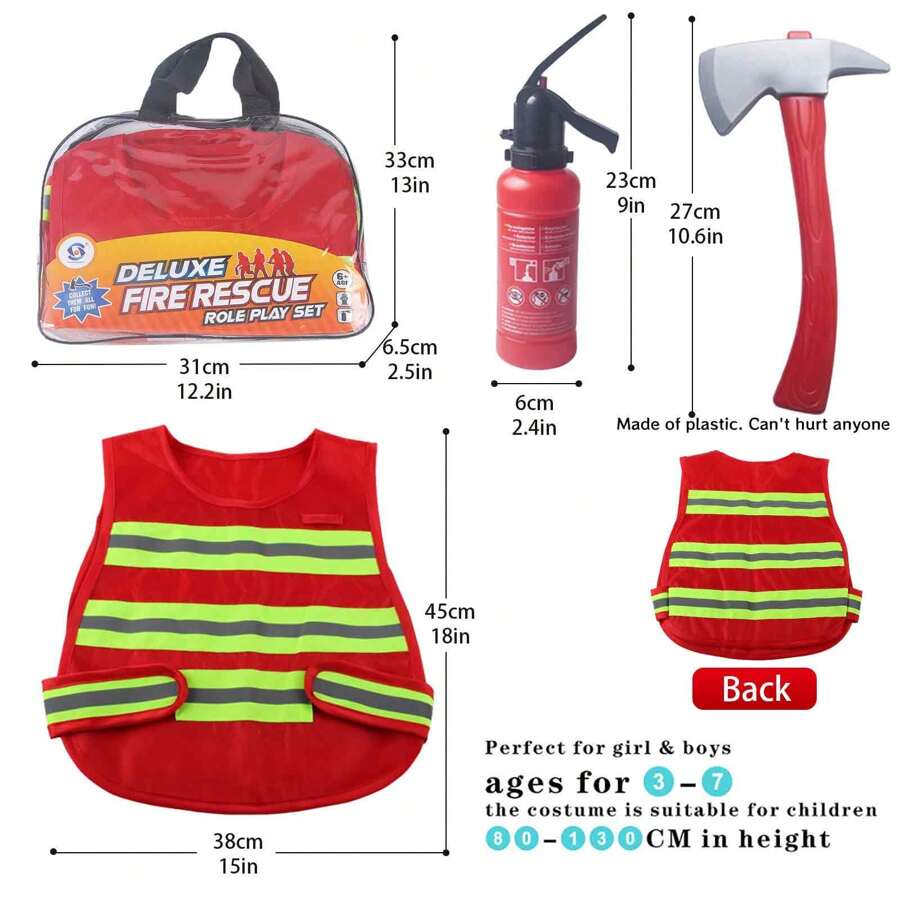 Adapté aux enfants de 3 à 7 ans, Set de jeu de rôle de pompier, comprenant des accessoires ...