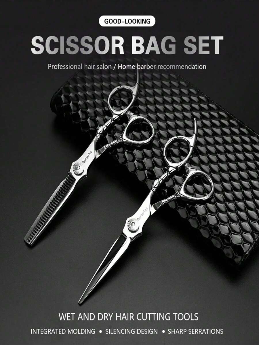 6-Inch Professional Haircutting Scissor Set, Including Straight Shears, Teeth Shears, And ...