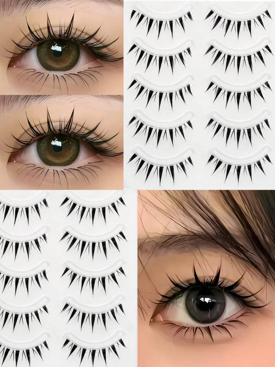 5 Pairs Natural Looking Manga False Eyelashes - Reusable Subtle Lashes ...