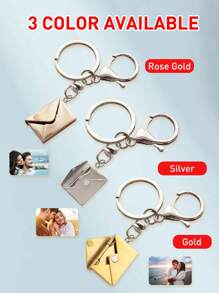 LICVIC 1/2Pcs Custom Photo Keychain, Mail Envelope Picture Keychain ...