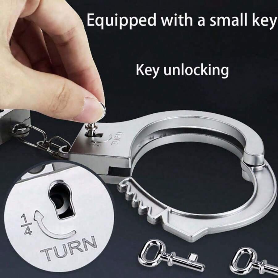 Handcuffs With Keys - Toy Police Costume Prop Accessories Metal Chain ...