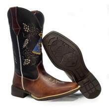 Bota Texana Masculina Country Couro E Sintético | SHEIN Brasil