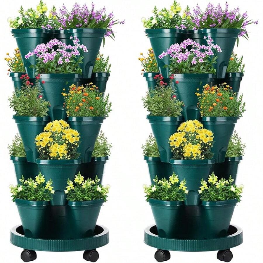 2 Set 5 Tier Stackable Planters Vertical Garden Planters For Strawberry ...