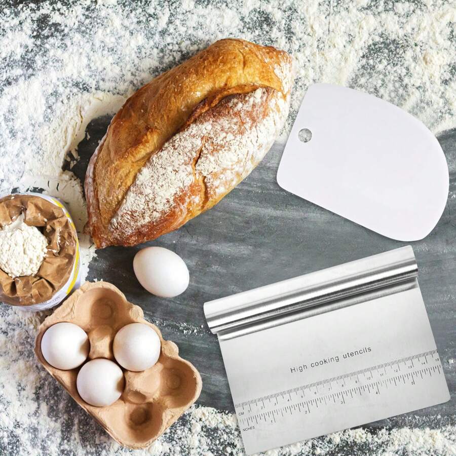 4 Pcs Dough Cutter Set, 6 Inch Stainless Steel Dough Scraper With ...