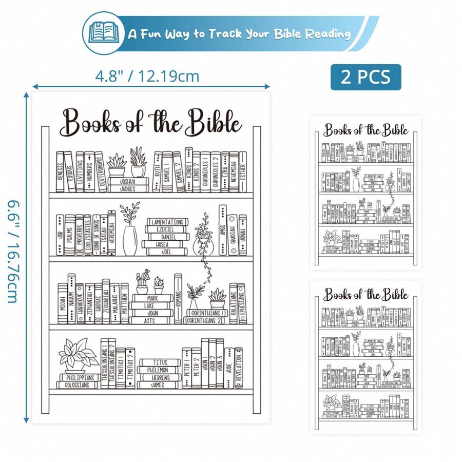 GIURKUU 2 PCS Books Of The Bible Tracker Sticker –Bible Books Shelf ...
