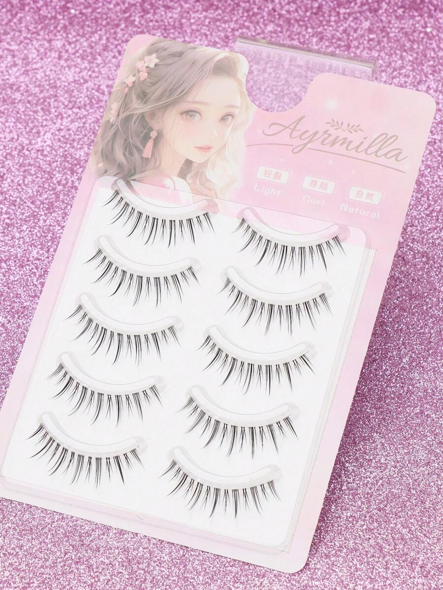 5 Pairs Of Natural Women's Group False Eyelashes Fluffy And Soft ...