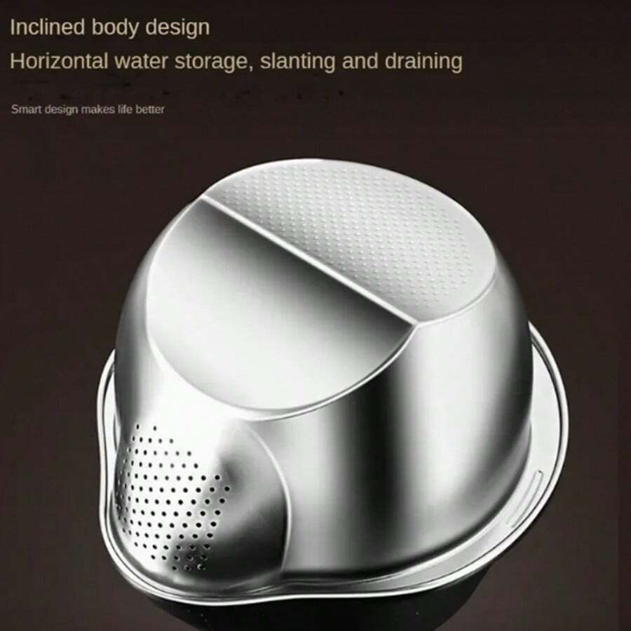 Thick Stainless Steel Rice Washer, Dual Layer Fruit & Vegetable Washing ...