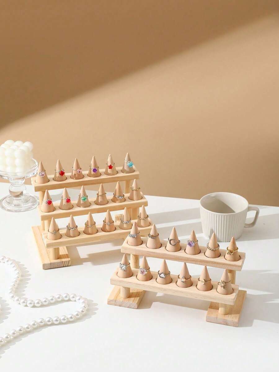 DIY Wooden Removable Tier Ring Display Stand, Jewelry Stand For Ring ...