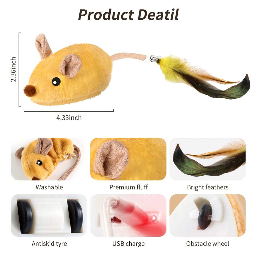 Brinquedos interativos para gatos, mouse para gatos internos, brinquedo recarregável de LED para ...