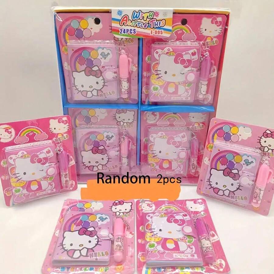 Sanrio 2pcs/Set KT Cat Notebook And Ballpoint Pen Set, Cute Sanrio Mini ...