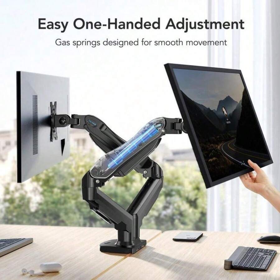 HUANUO Dual Monitor Arm Adjustable Gas Spring Monitor Mount For Gaming ...