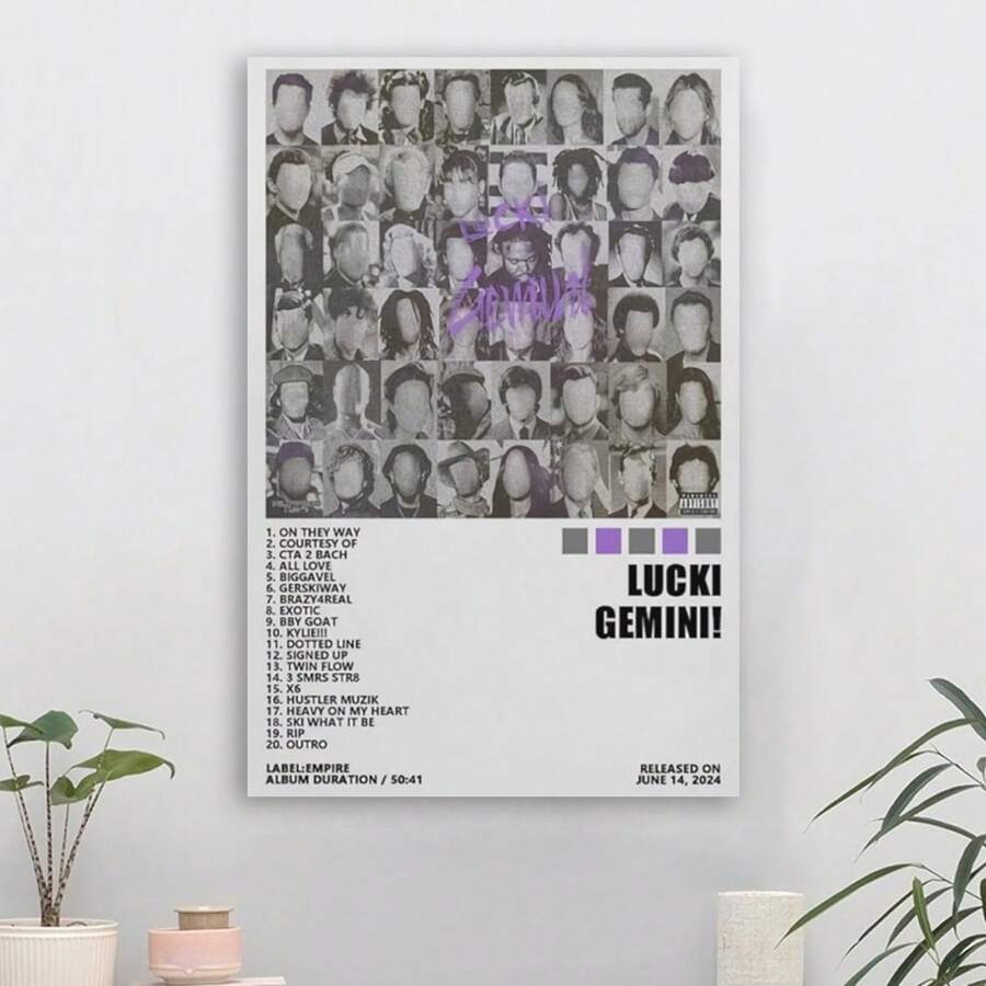 Framed Lucki "GEMINI" Album Art Canvas Poster, High-Quality Waterproof ...
