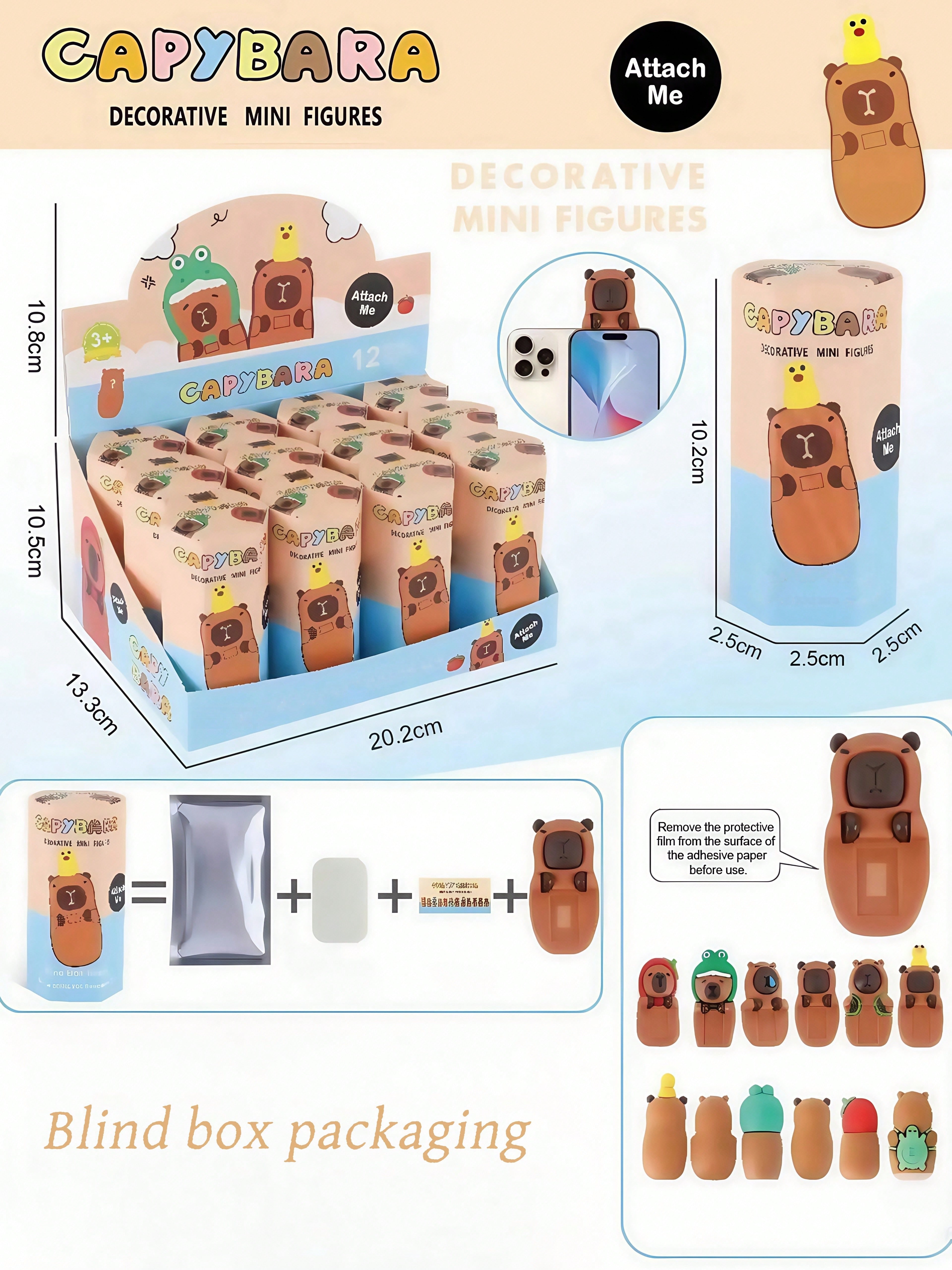 Randomly Select A CAPYBARA Blind Box Angel Upright Car Accessory Mobile ...