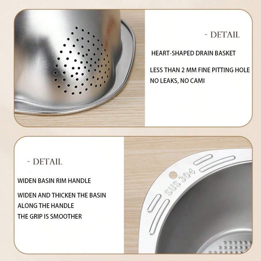 Stainless Steel Perforated Rice Washing Basin, Vegetable Fruit Colander ...