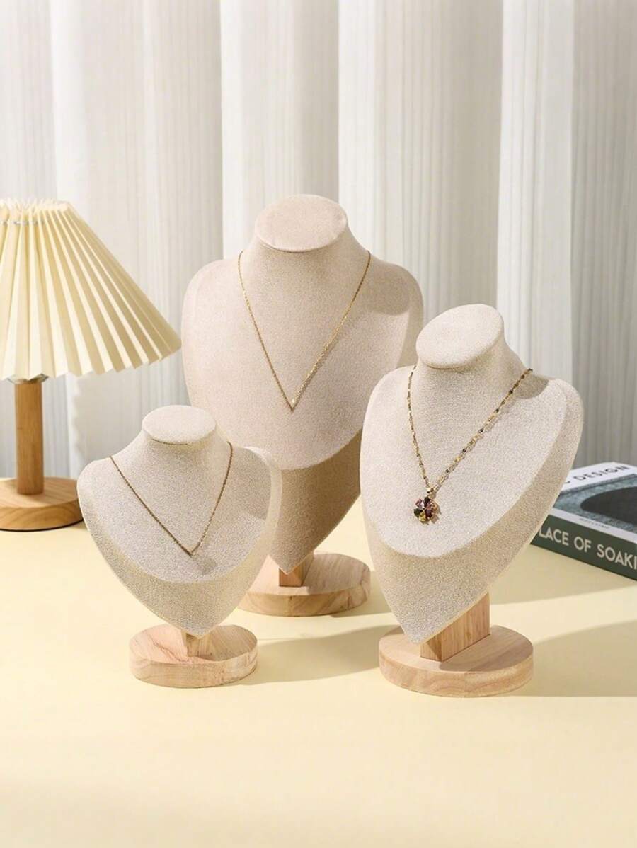 Wooden Human Statue Jewelry Display Rack, Necklace Stand Shelf Prop For ...