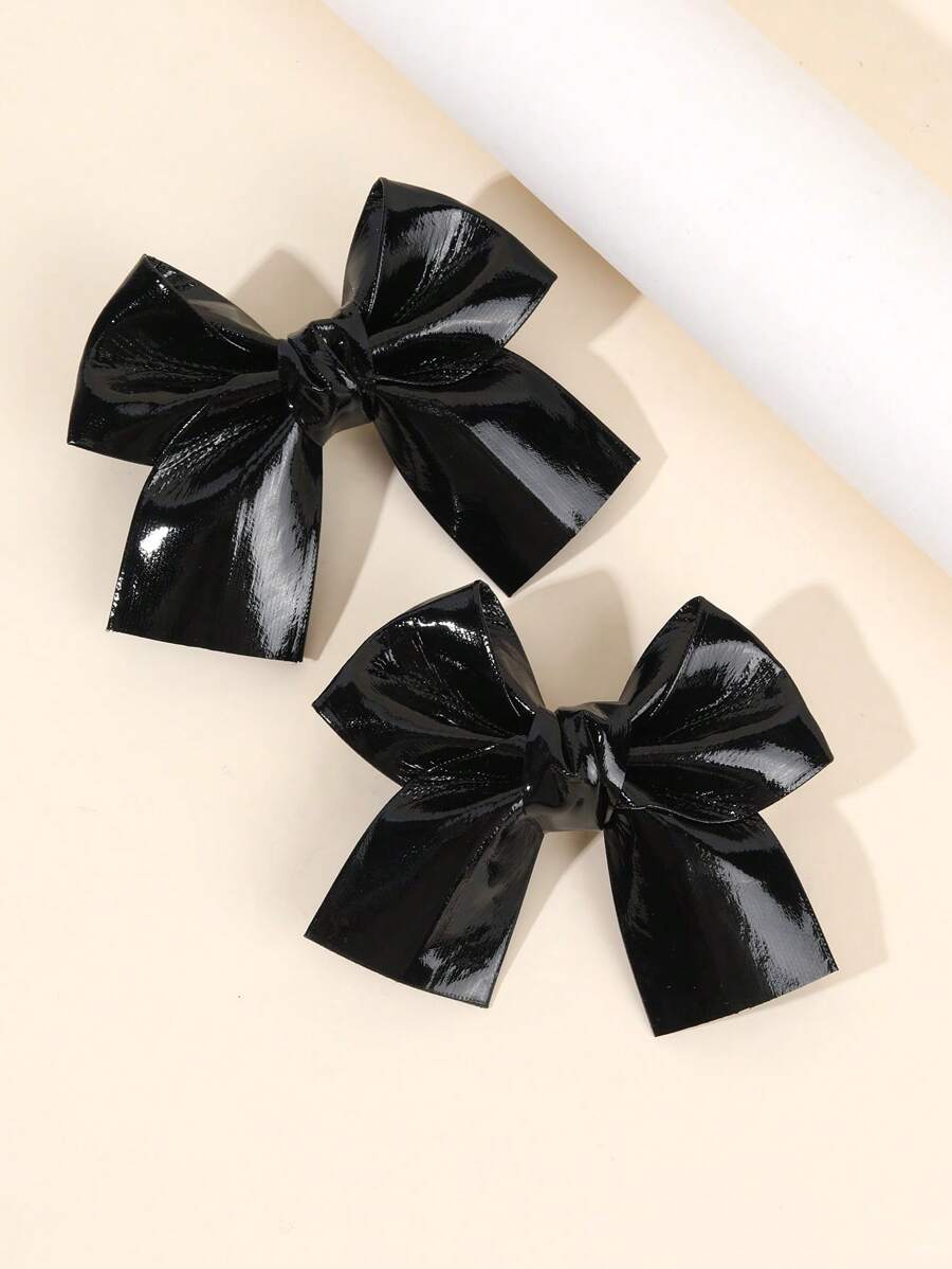 2pcs Black Hair Bows For Girls Metallic Hair Bows Bow Hair Clips ...