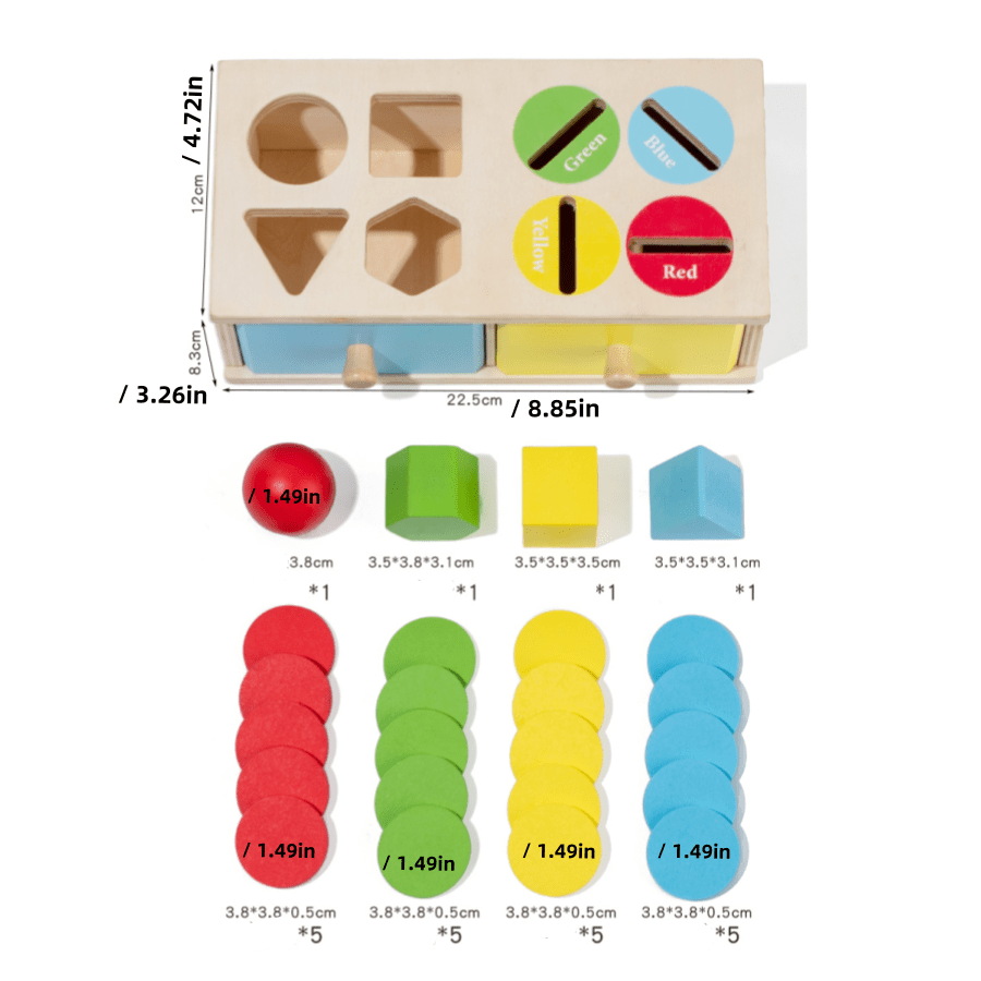 Montessori Geometric Shapes Sorting Box, Color Identification ...