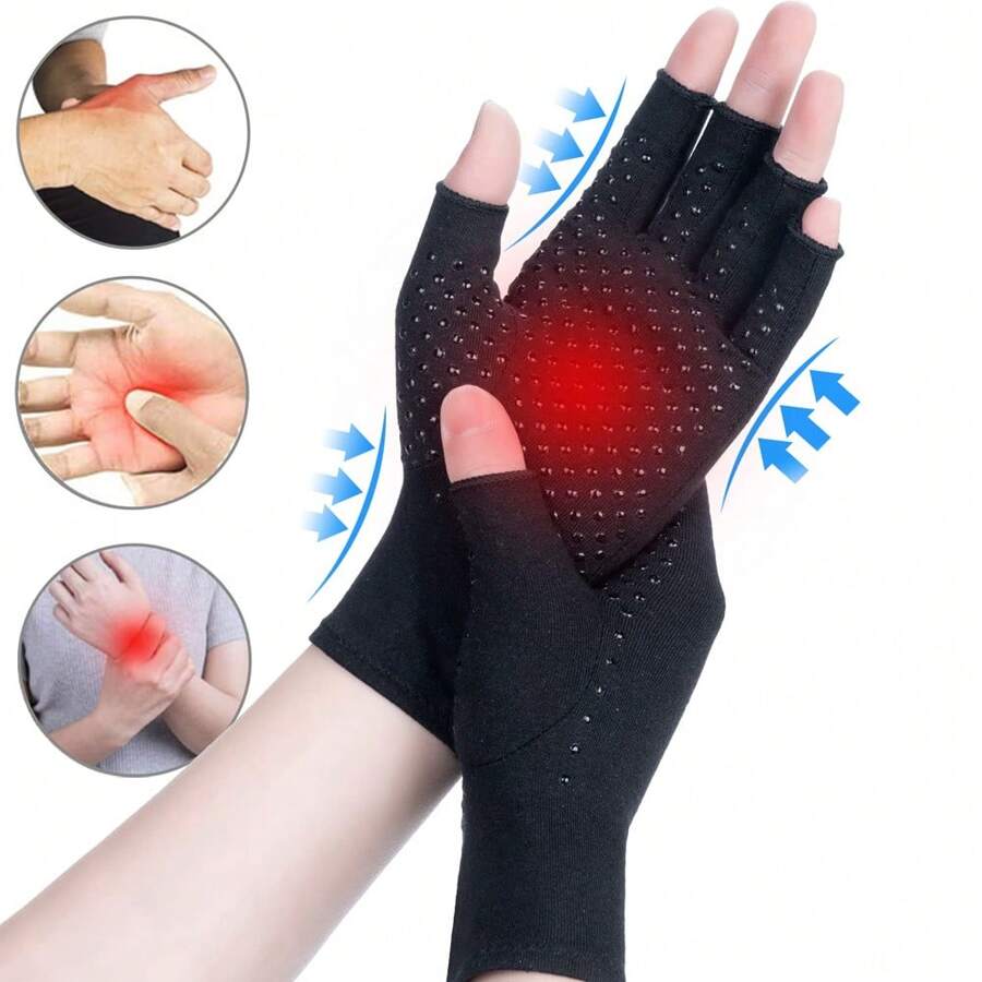 1Pair Compression Gloves For Women Men - Fingerless Wrist Brace Night ...