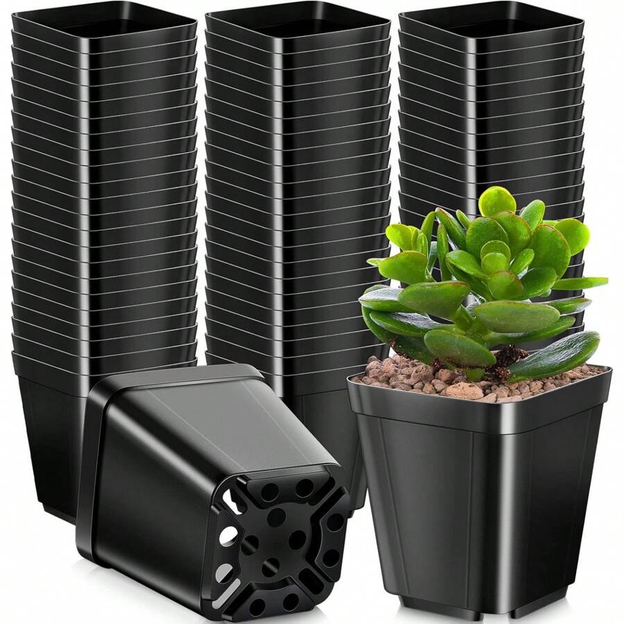 500 Pack 2 Inch Plastic Seedling Pots Small Square Nursery Planters ...
