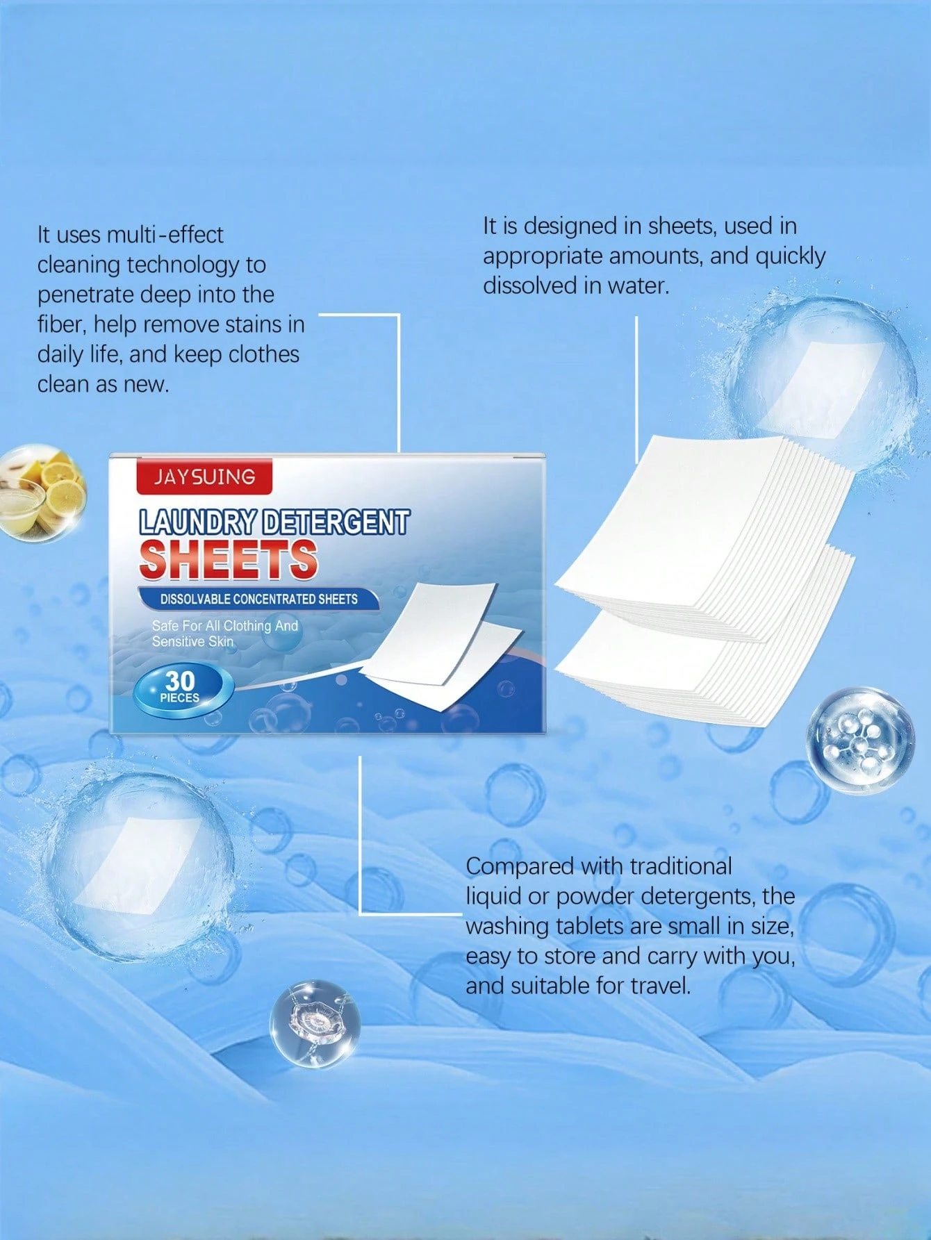 Clothing Washing Tablets Gently Care For Odors, Oil Stains, And Stains ...