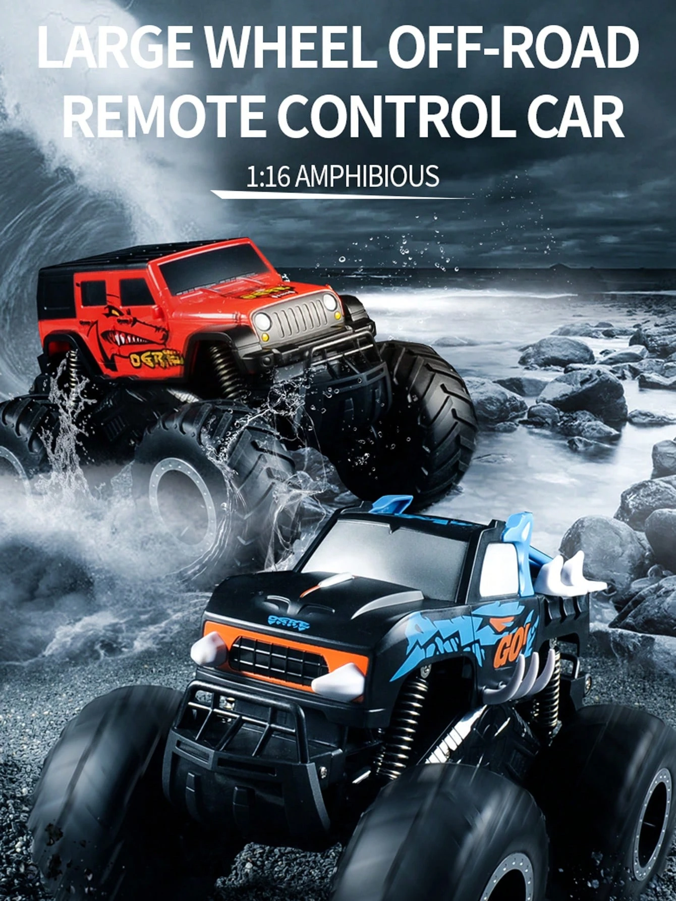 Voiture RC amphibie à 4 roues motrices 2,4 GHz pour enfants, voiture tout-terrain étanche à la ...