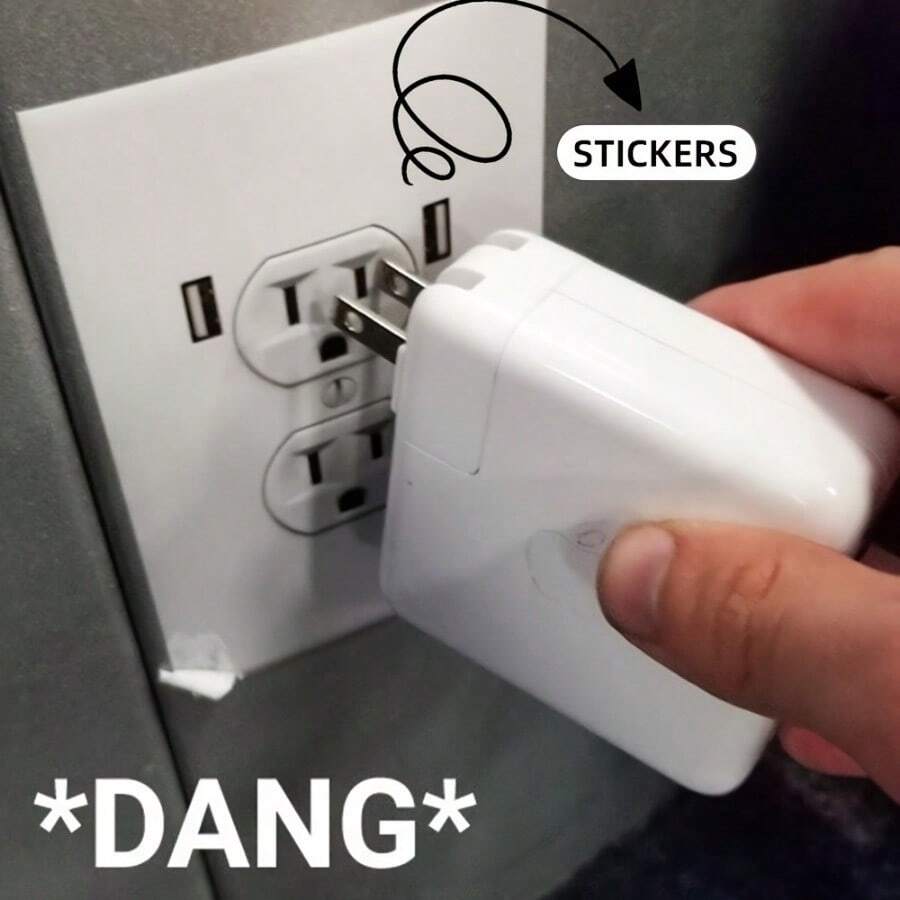 5pcs Funny Fake Outlet Stickers, Perfect For Office Pranks And Jokes ...