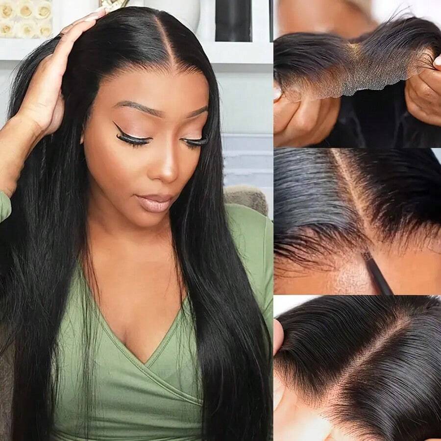 Perruque lace front en cheveux humains de 40 pouces avec une densité de 200%, droite comme un os ...