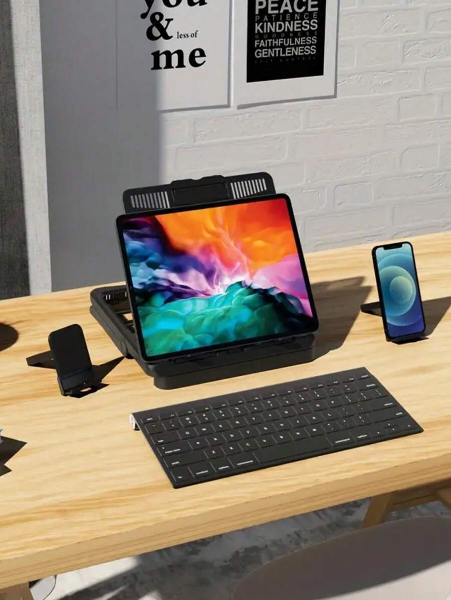 Ergonomic Adjustable Laptop Stand With Built-In Phone Holder, Portable ...
