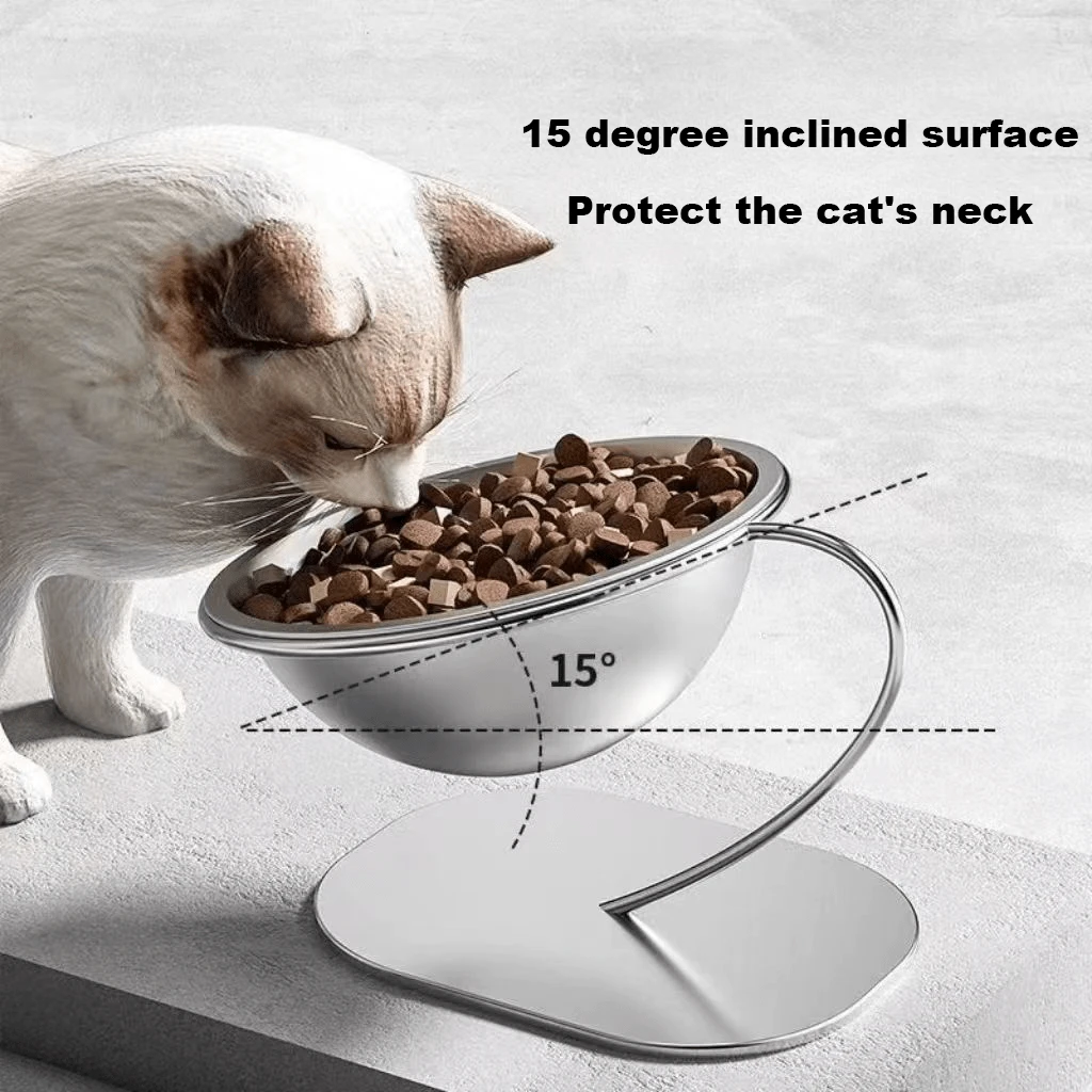 Stainless Steel Pet Bowl With Elevated Stand, Neck Protection Cat Dog ...