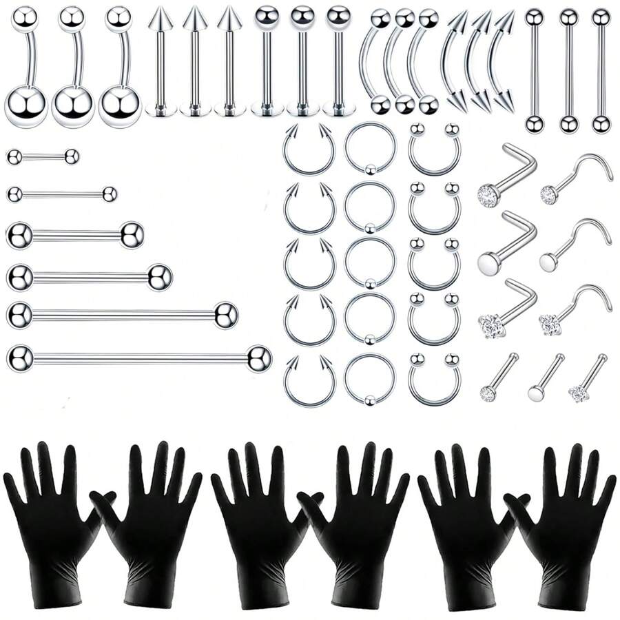 Piercing Kit With Piercing Tools For Nose Septum Ear Lip Belly Button ...