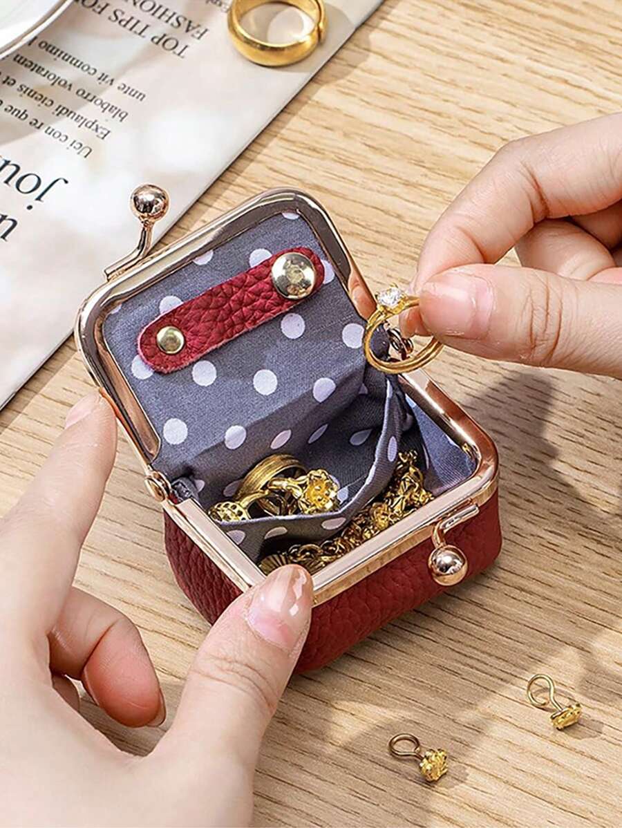 1pc Vintage Style Mini Coin Purse, Compact PU Leather Jewelry Organizer ...