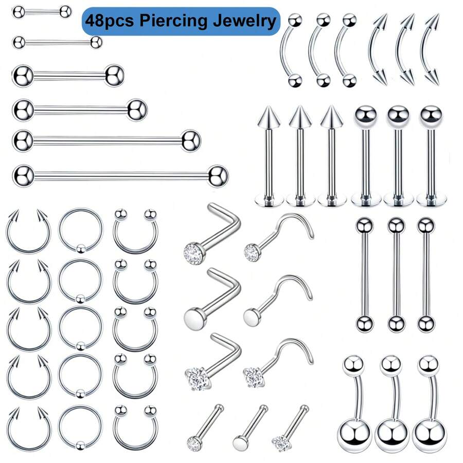 Piercing Kit With Piercing Tools For Nose Septum Ear Lip Belly Button ...