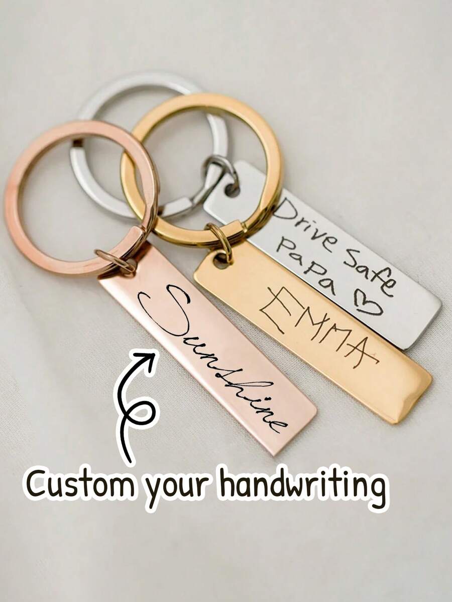 1pc Custom Actual Handwriting Name Keychain, Personalized Keychain For ...