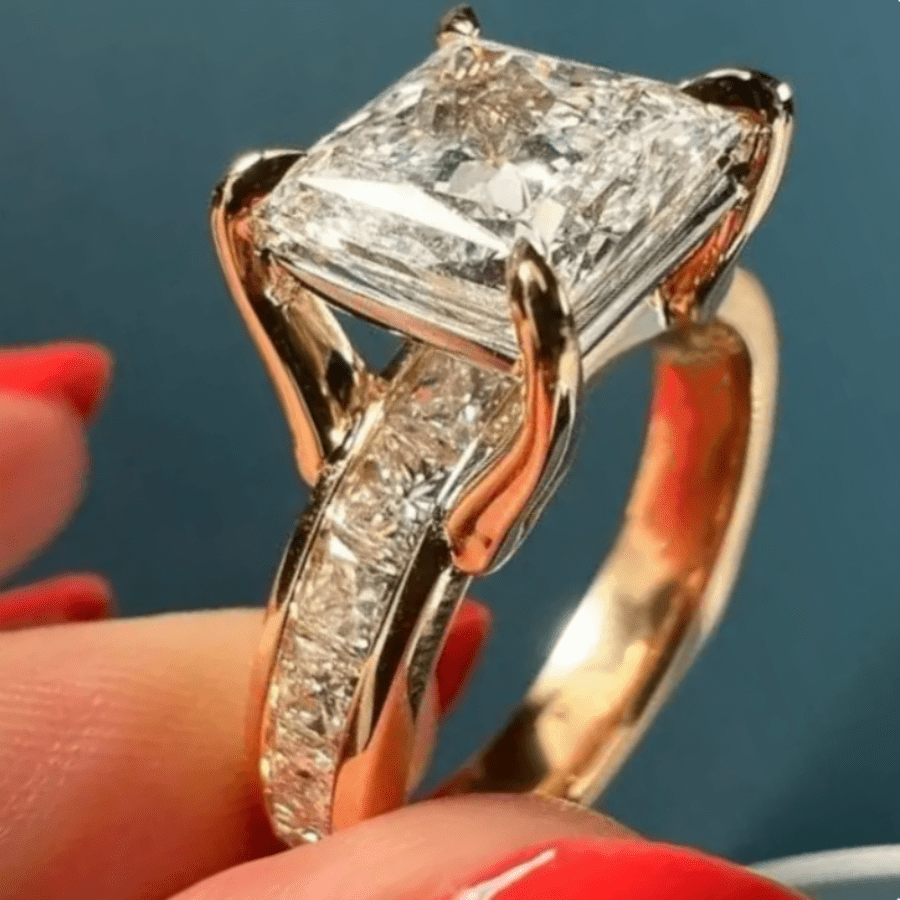 Luxury Promise Ring 14K Gold Plated Inlaid Shining Zirconia Symbol Of ...